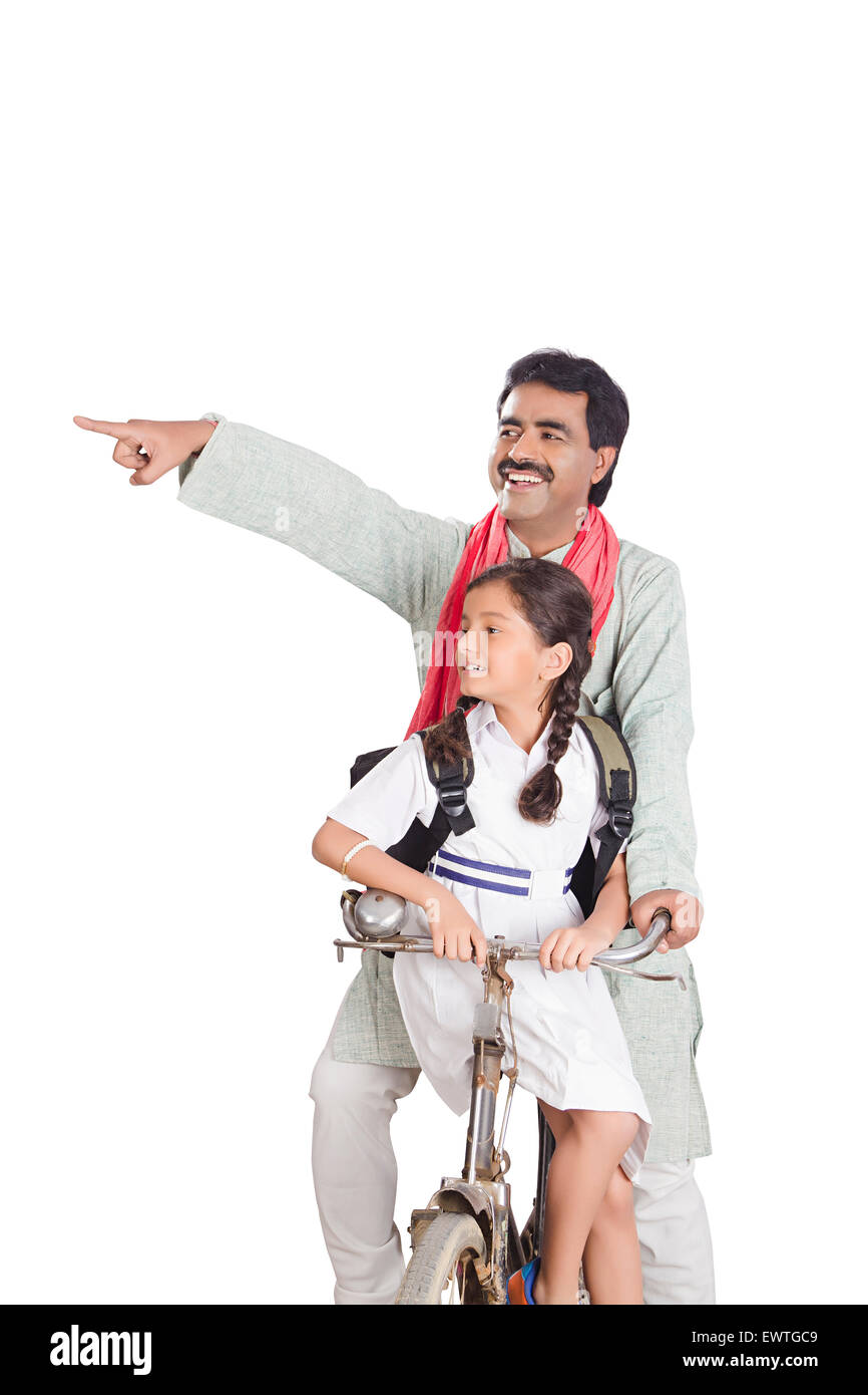 indian Rural father and daughter Riding Cycle showing Stock Photo - Alamy