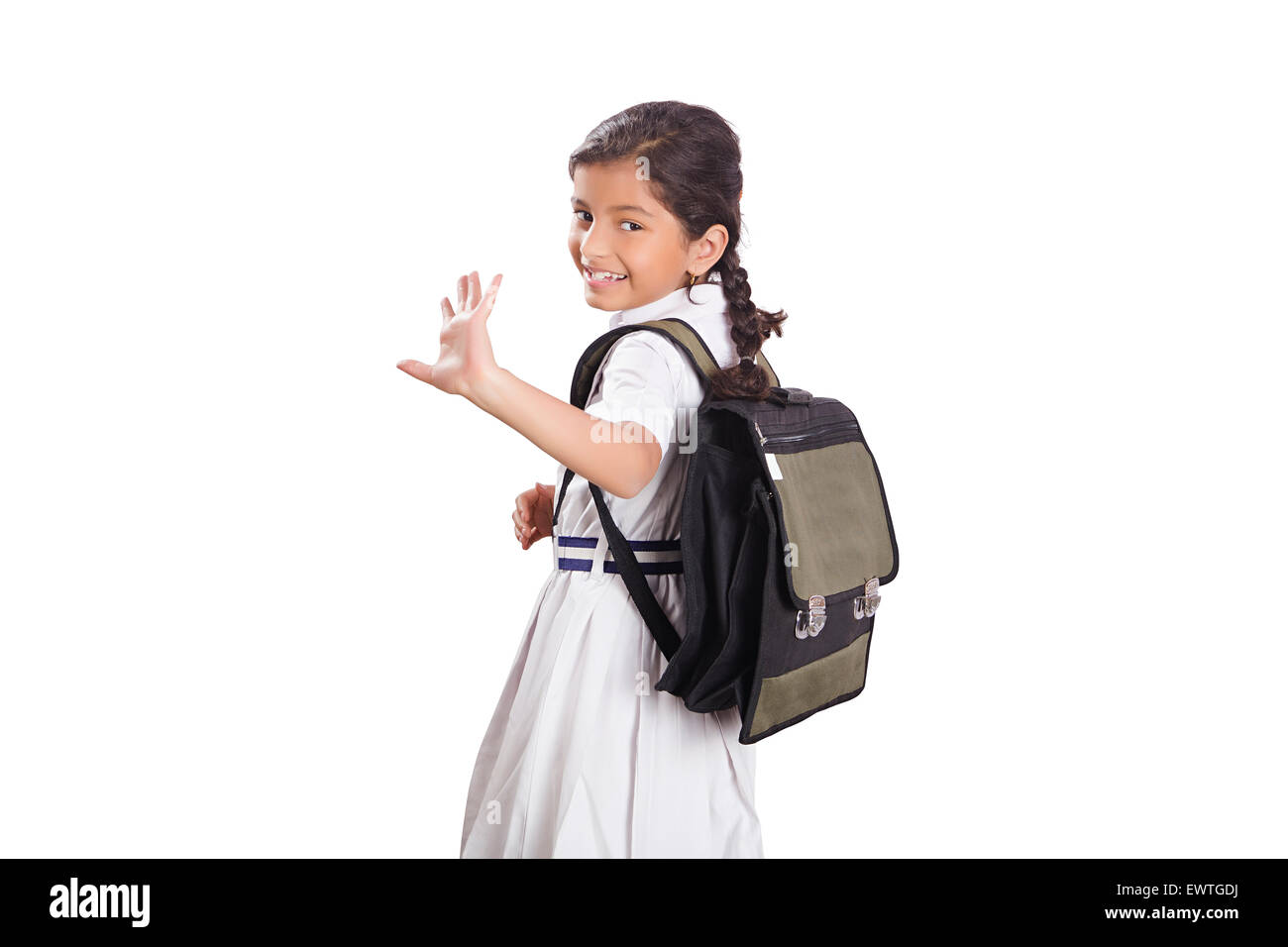 1 indian kids girl student Gesturing Bye bye Stock Photo - Alamy