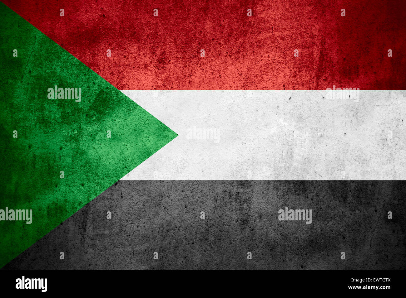 flag of Sudan or Sudanese on rough pattern texture background Stock ...