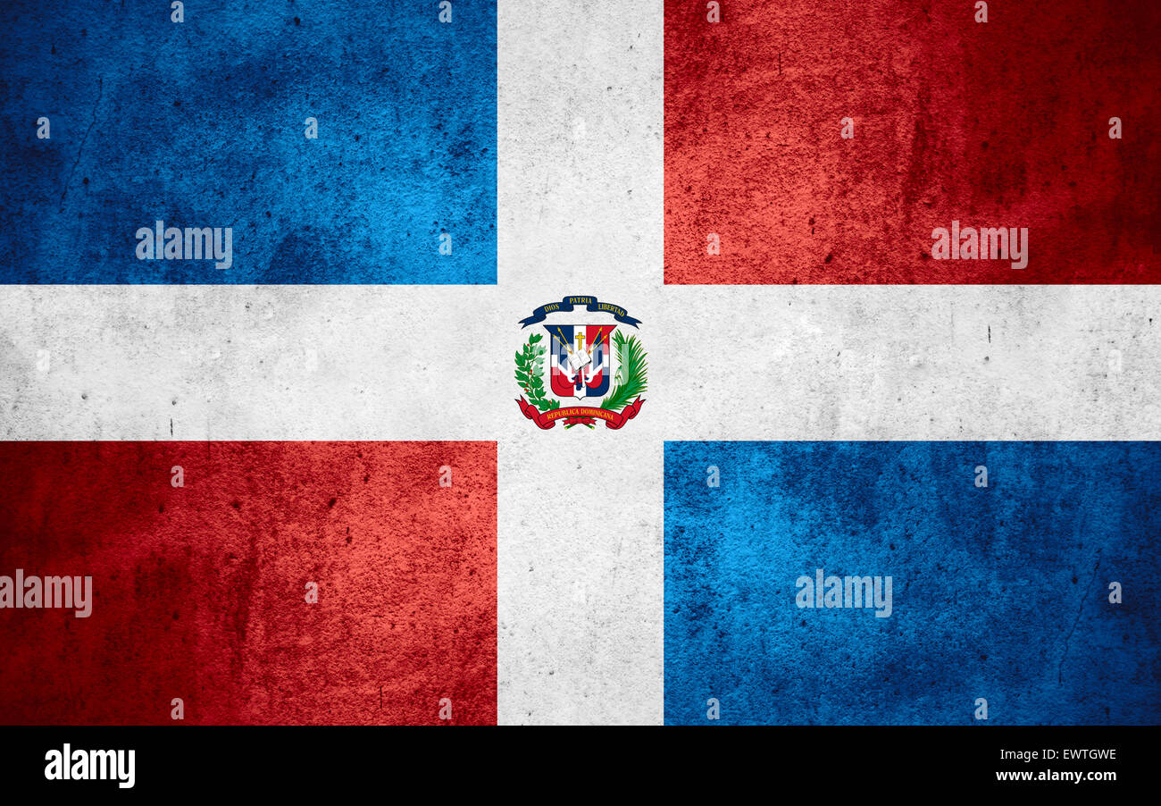 flag of Dominican Republic or banner on rough pattern texture ...