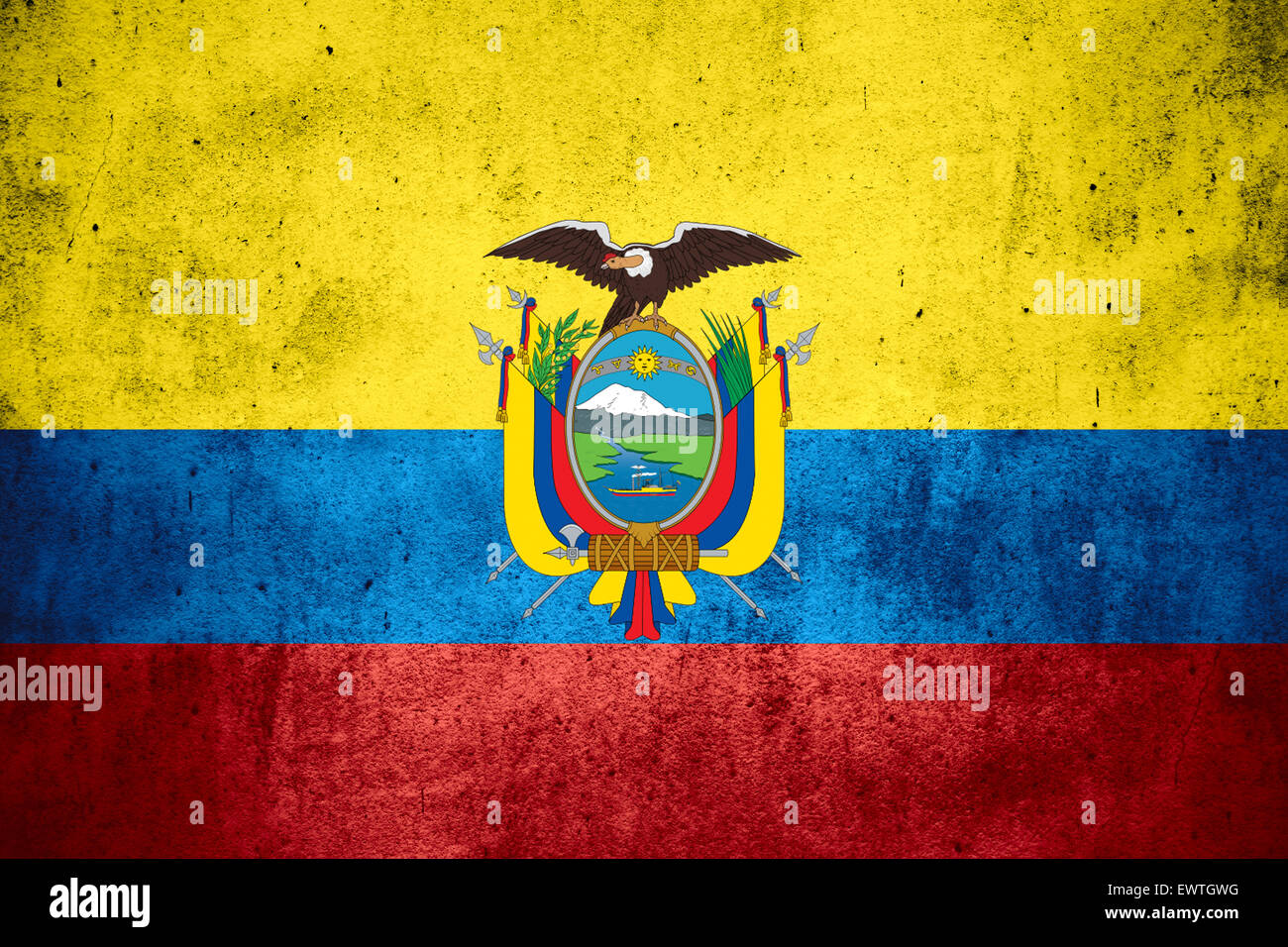 flag of Ecuador or banner on rough pattern texture background Stock ...