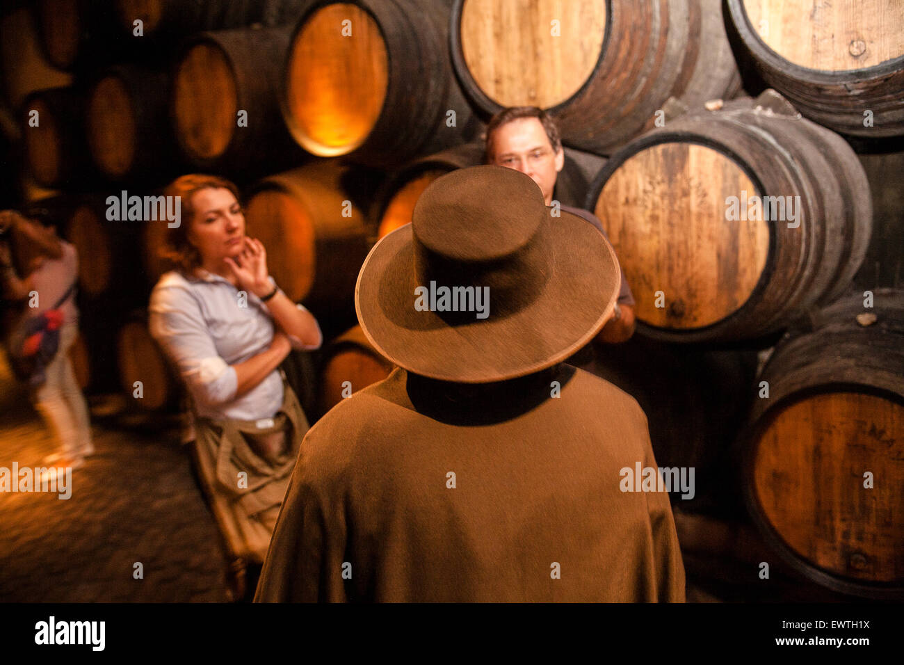 Barrels of the famous Port wine. Here at Sandemans wine cellar. The ...