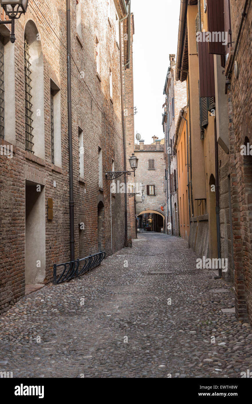Ancient medieval street in the downtown of Ferrara city Stock Photo - Alamy