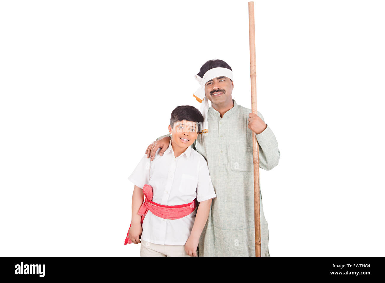indian Rural father and son standing Stock Photo - Alamy