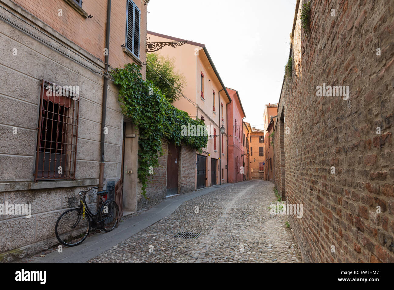 Ancient medieval street in the downtown of Ferrara city Stock Photo - Alamy