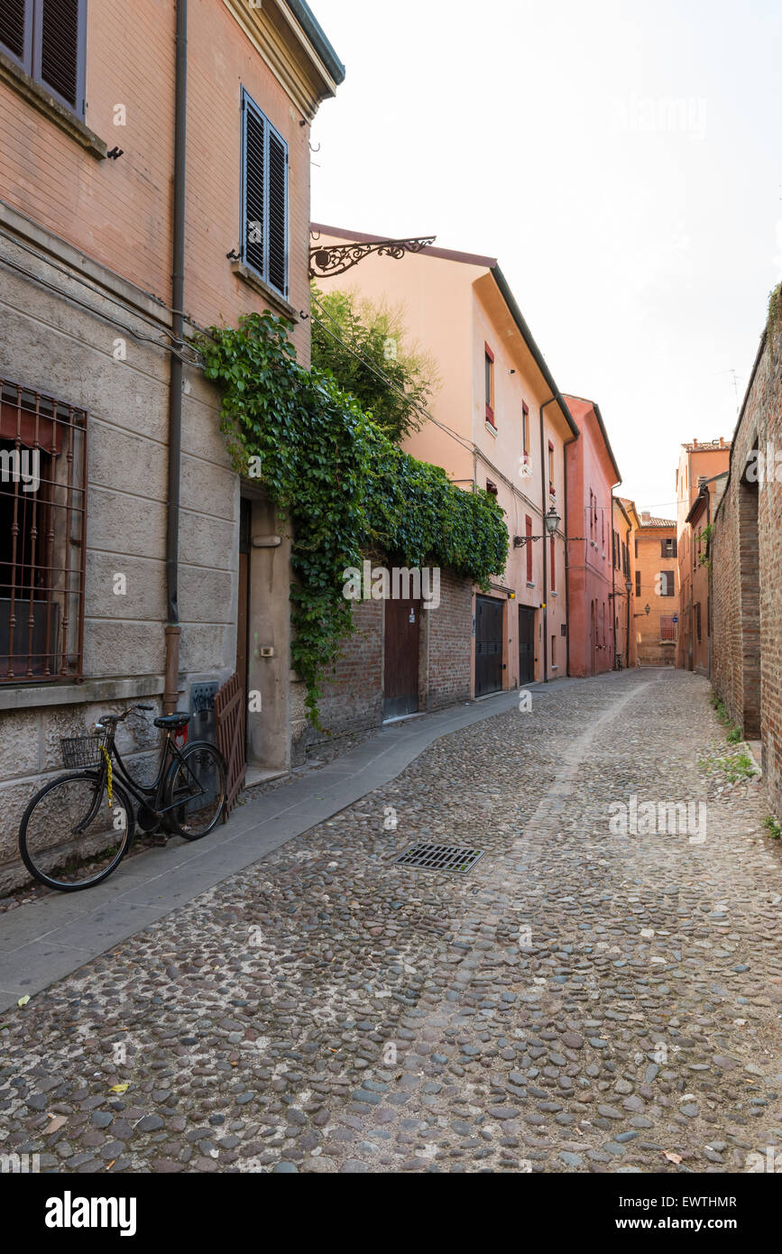 Ancient medieval street in the downtown of Ferrara city Stock Photo - Alamy