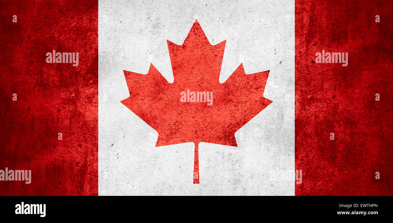 flag of Canada or Canadian on rough pattern texture background Stock ...