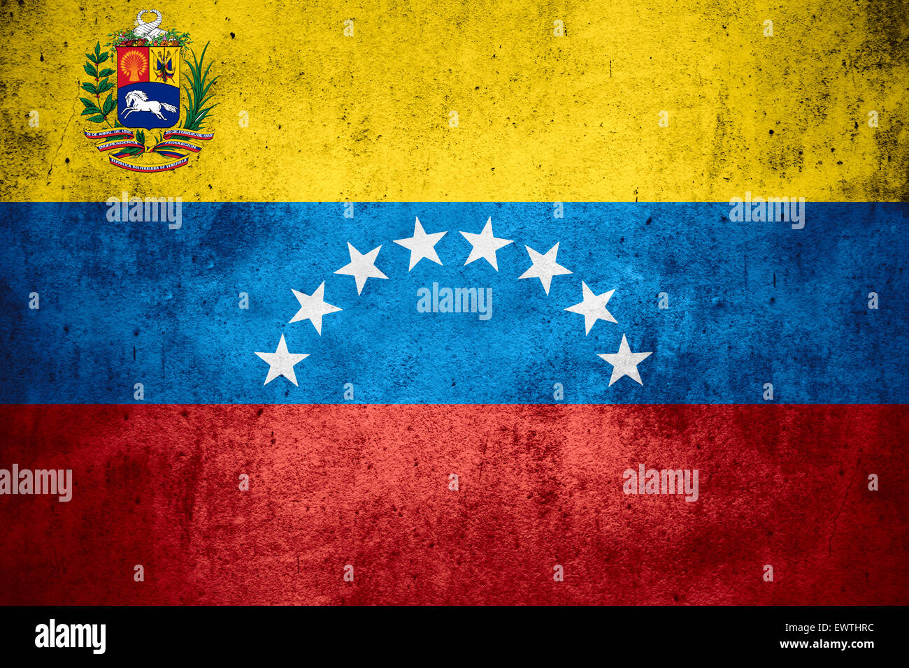 flag of Venezuela or Venezuelan on rough pattern texture background ...