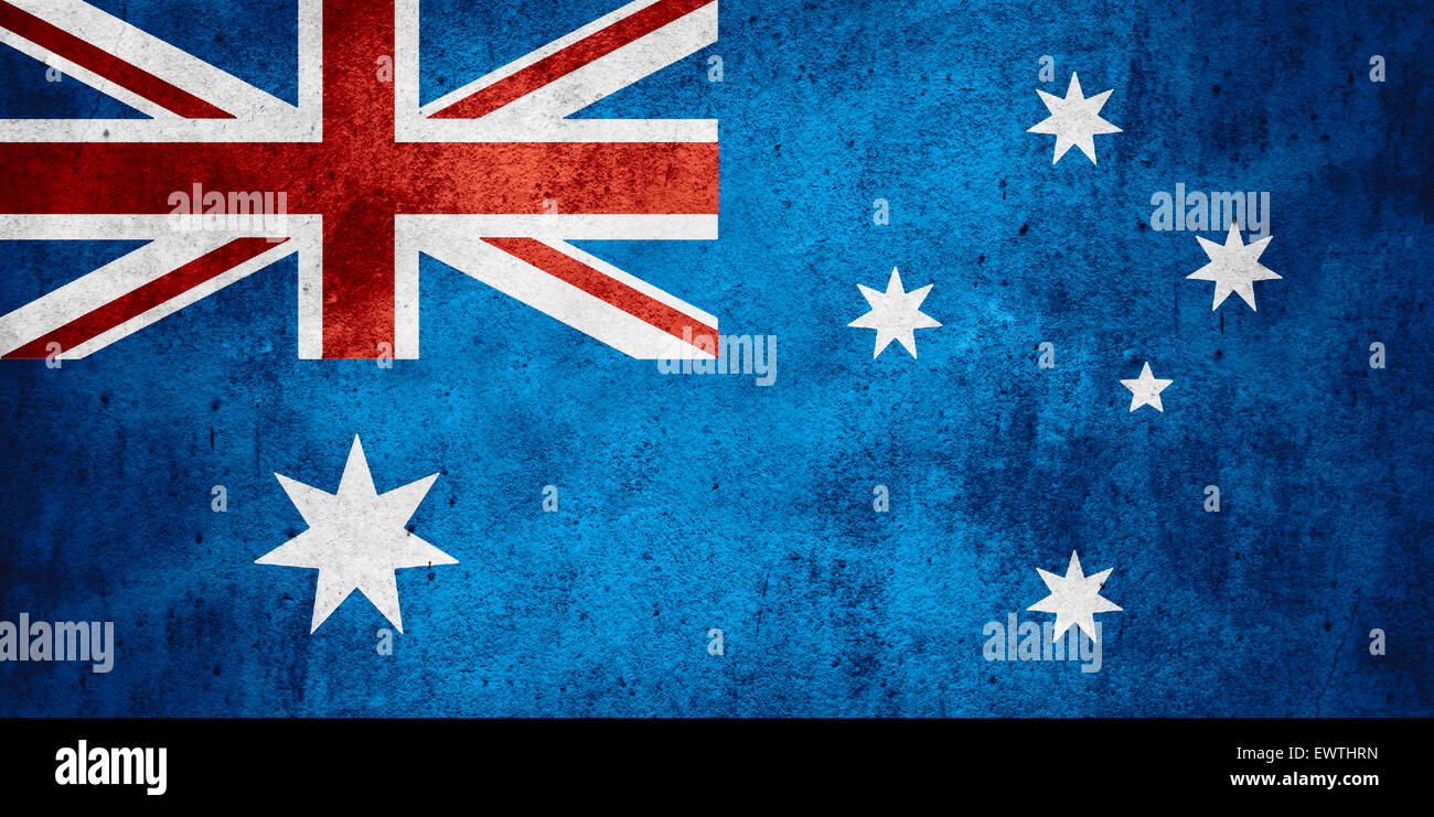 flag of Australia or Australian banner on rough pattern texture ...