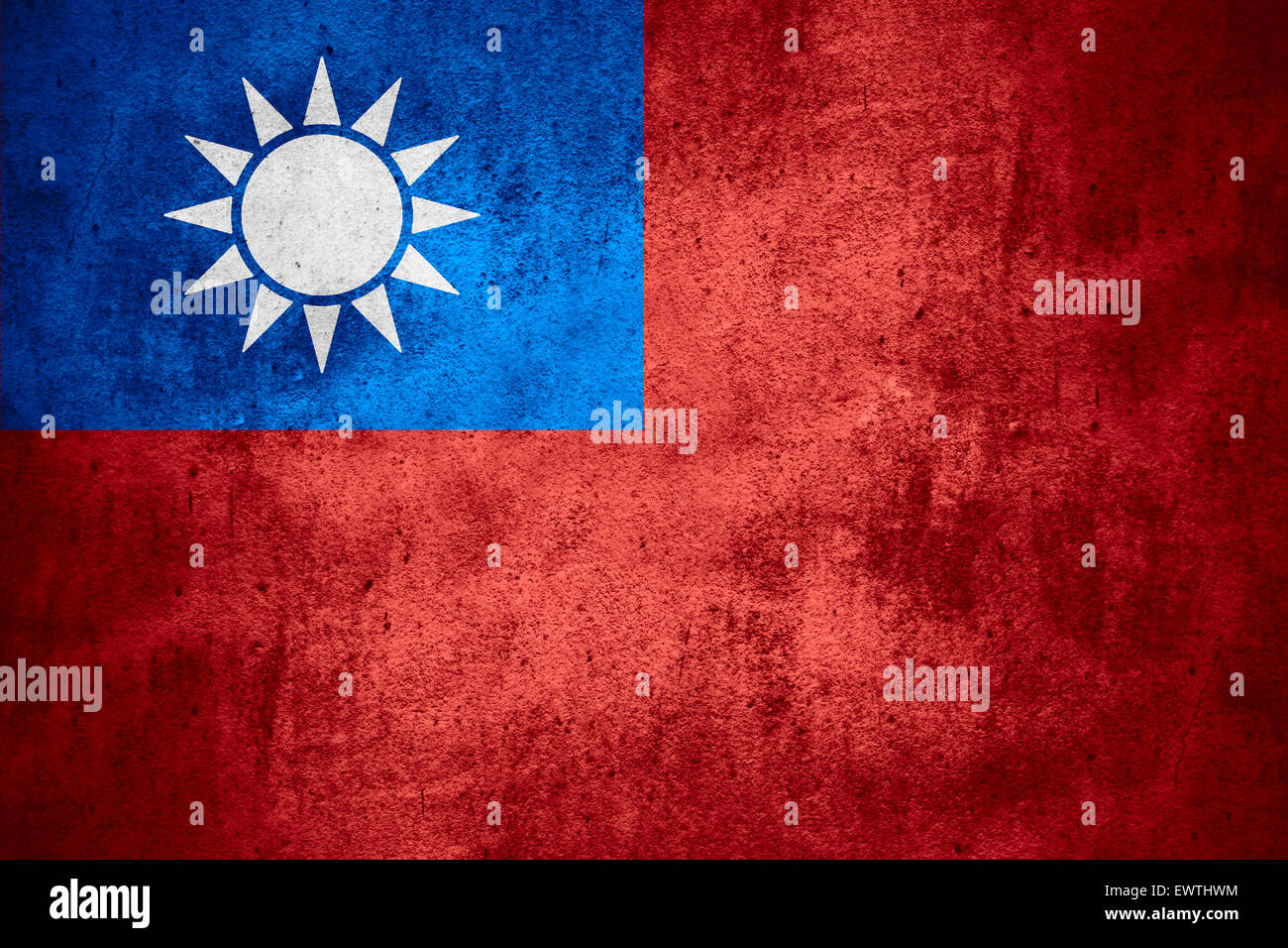 flag of Taiwan or Taiwanese banner on rough pattern texture background ...