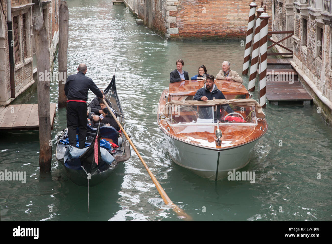 Traditional Venetian Gondola Boat and Pleasure Cruise on Canal, Venice ...