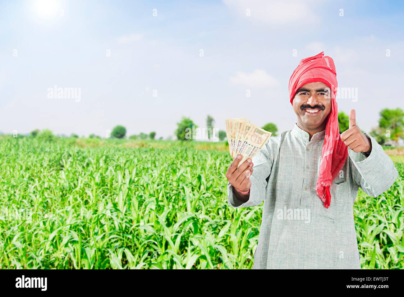 1 indain Rural man farm money showing Stock Photo - Alamy