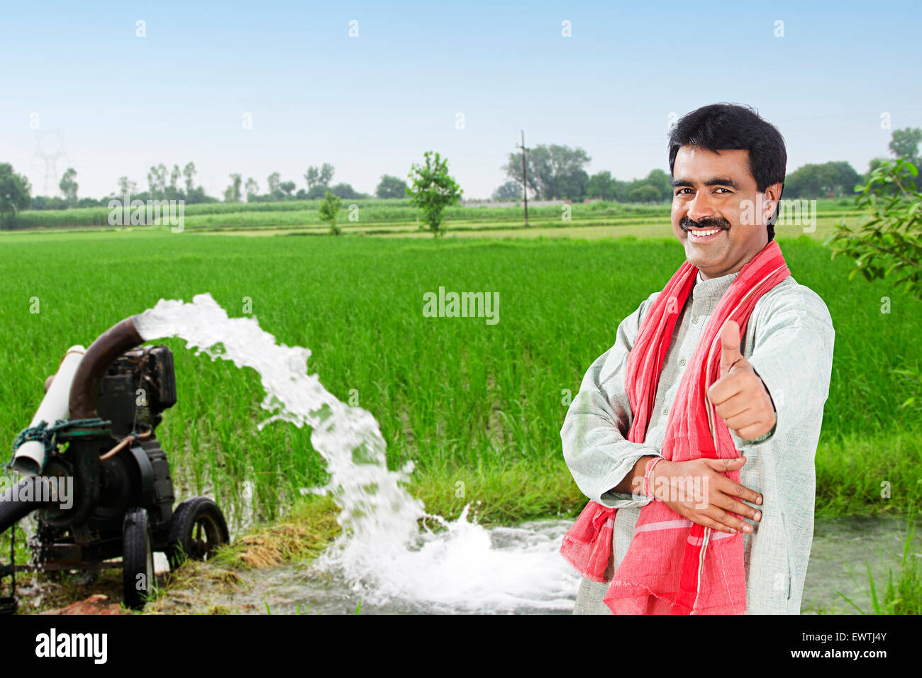 1 rural man farm thumbs up showing Stock Photo - Alamy
