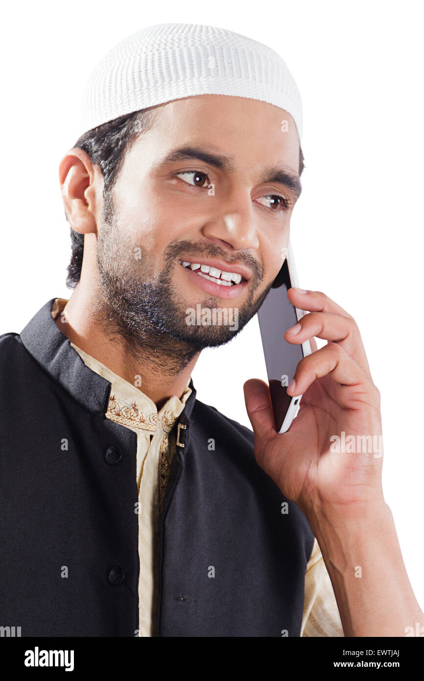 1 indian Muslim man talking Cell Phone Stock Photo - Alamy