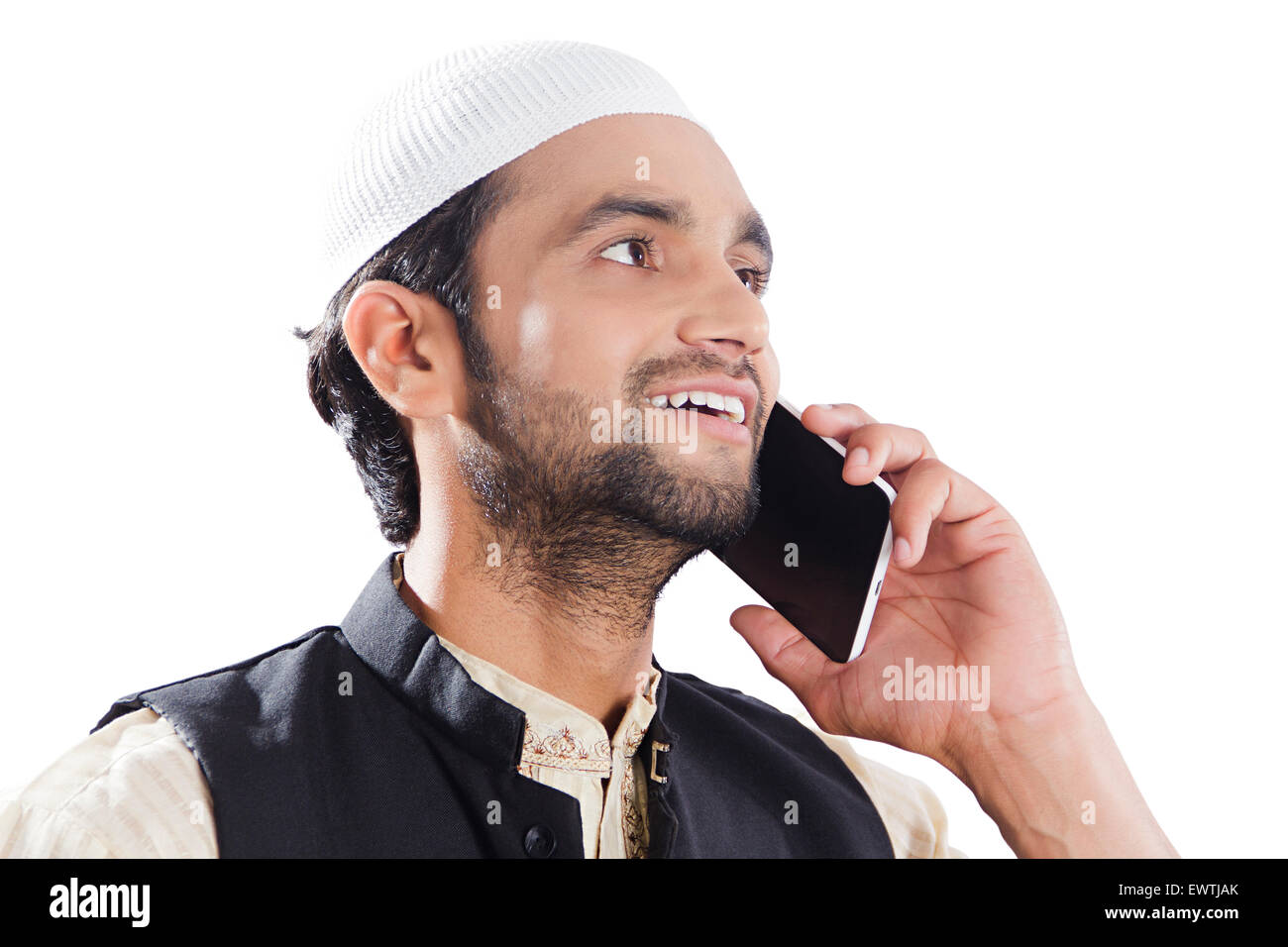 1 indian Muslim man talking Cell Phone Stock Photo - Alamy