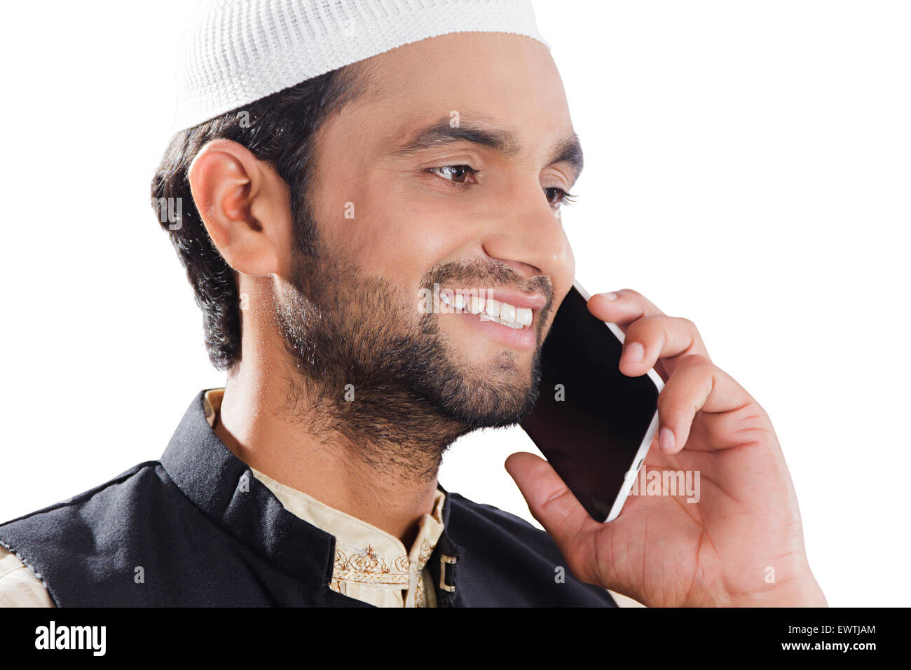 1 indian Muslim man talking Cell Phone Stock Photo - Alamy