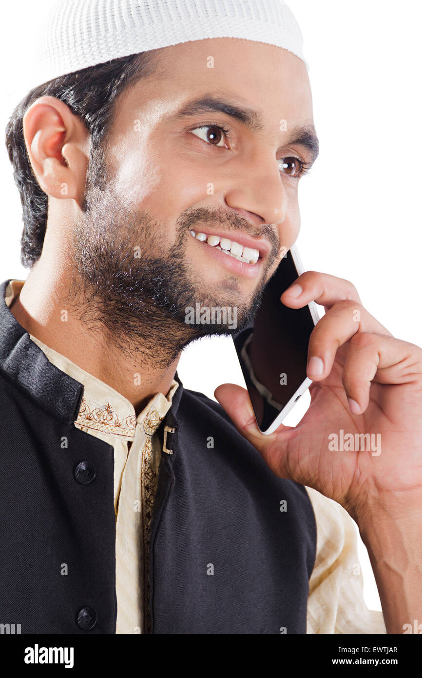 1 indian Muslim man talking Cell Phone Stock Photo - Alamy