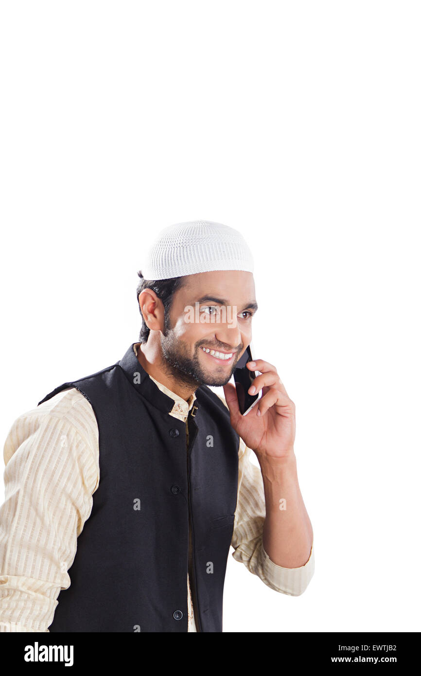 1 indian Muslim man talking Cell Phone Stock Photo - Alamy