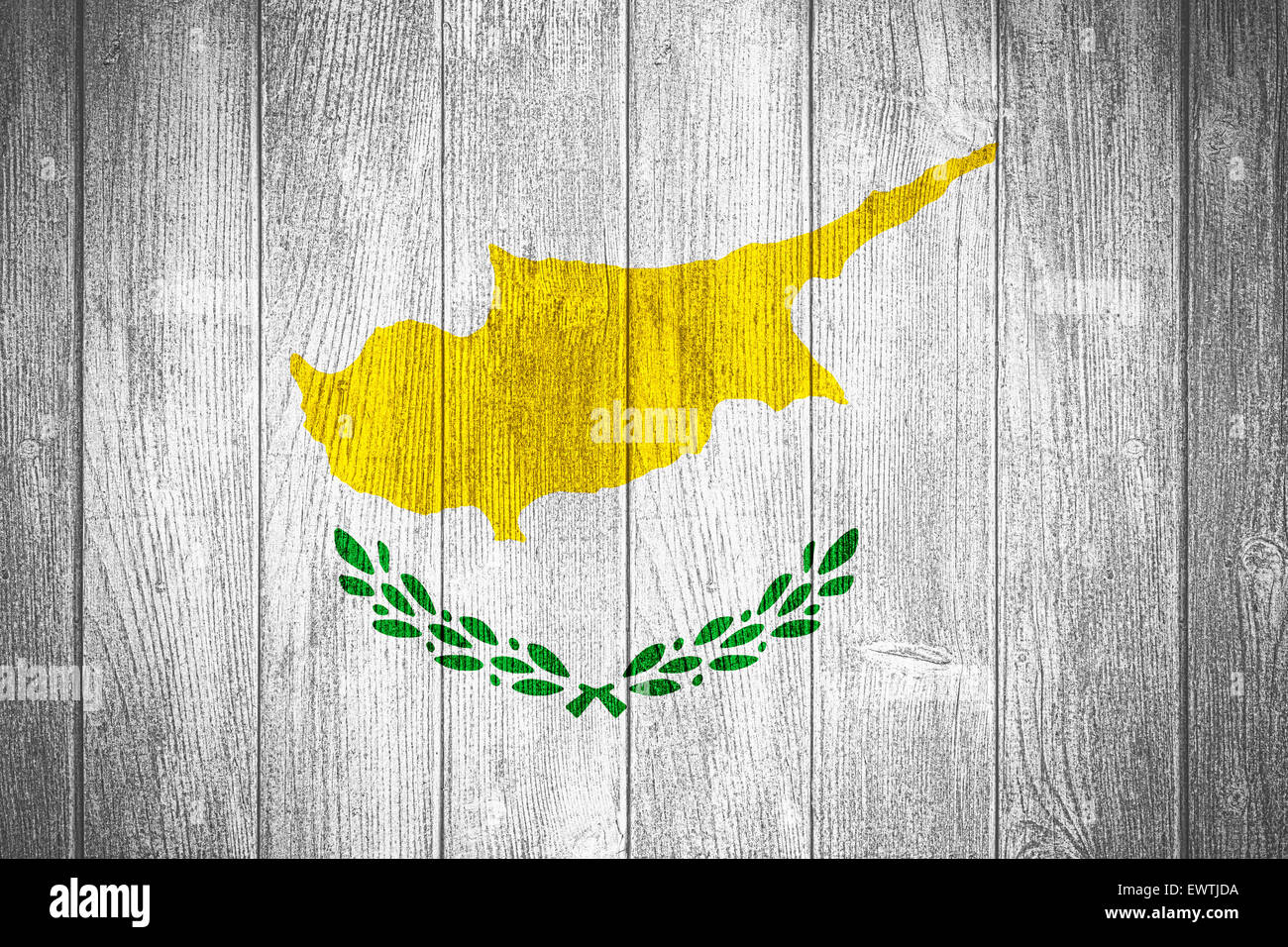 Cyprus flag or Cypriot banner on wooden boards background Stock Photo ...