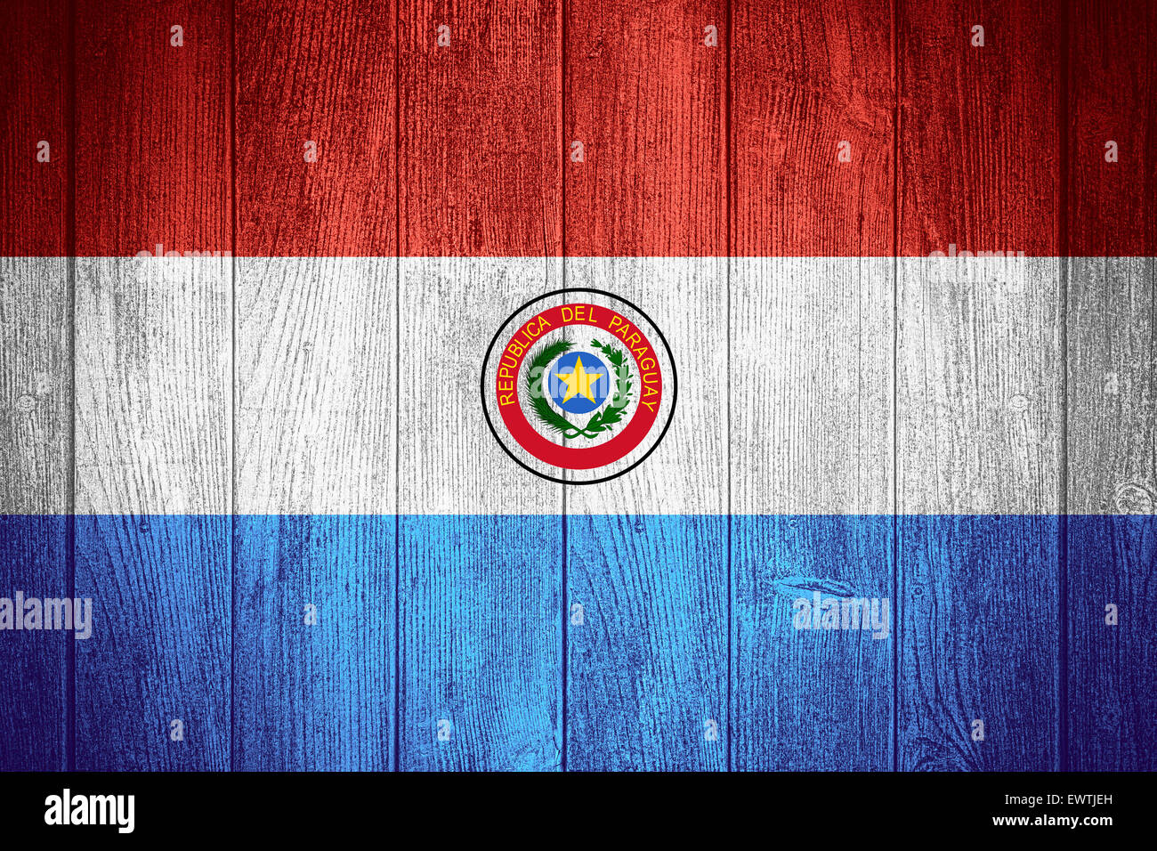Paraguay flag or Paraguayan banner on wooden boards background Stock ...