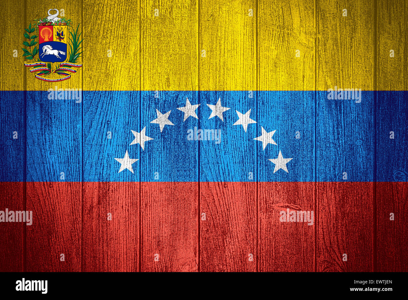 Venezuela flag or Venezuelan banner on wooden boards background Stock ...