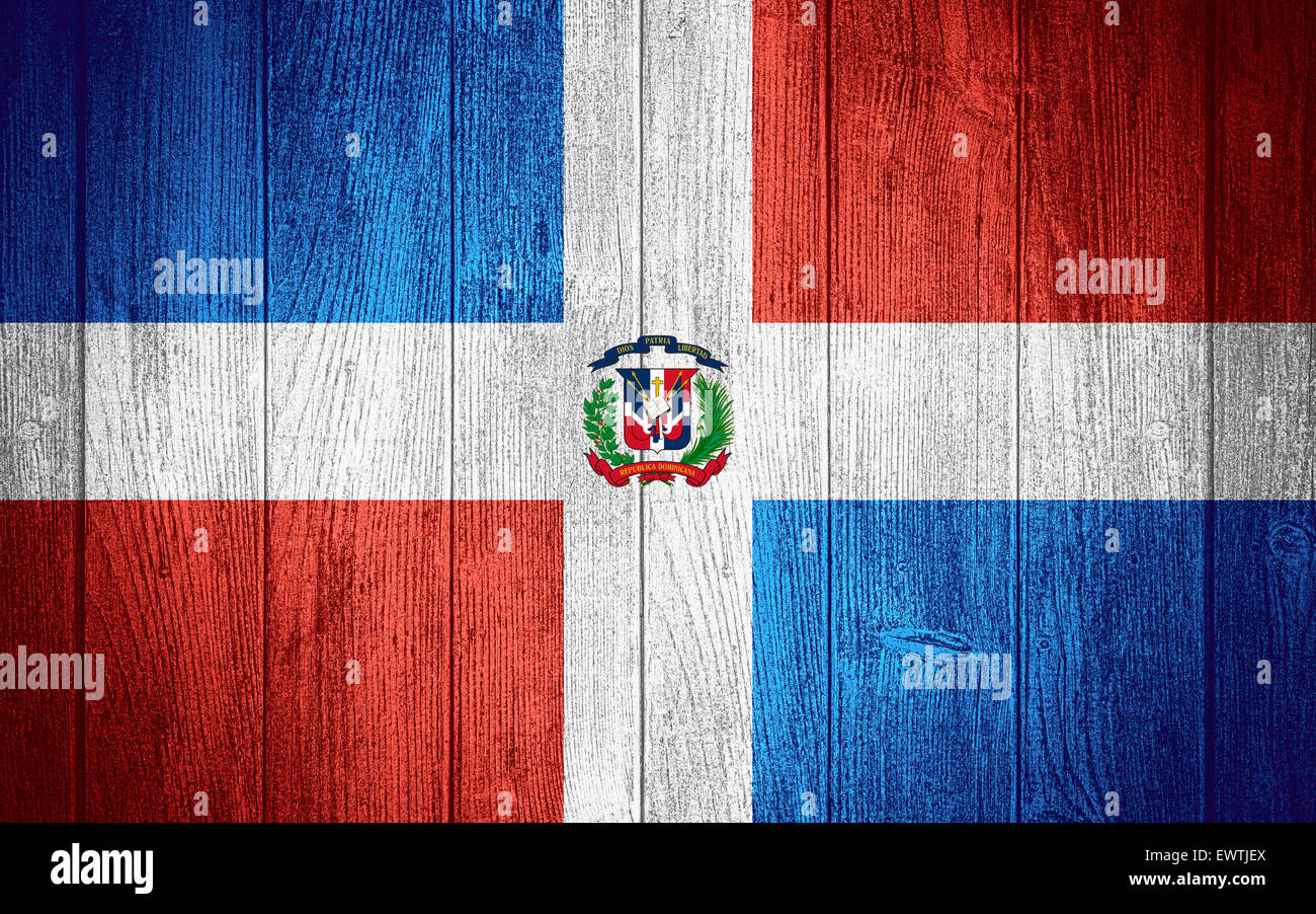 Dominican Republic flag or banner on wooden boards background Stock ...