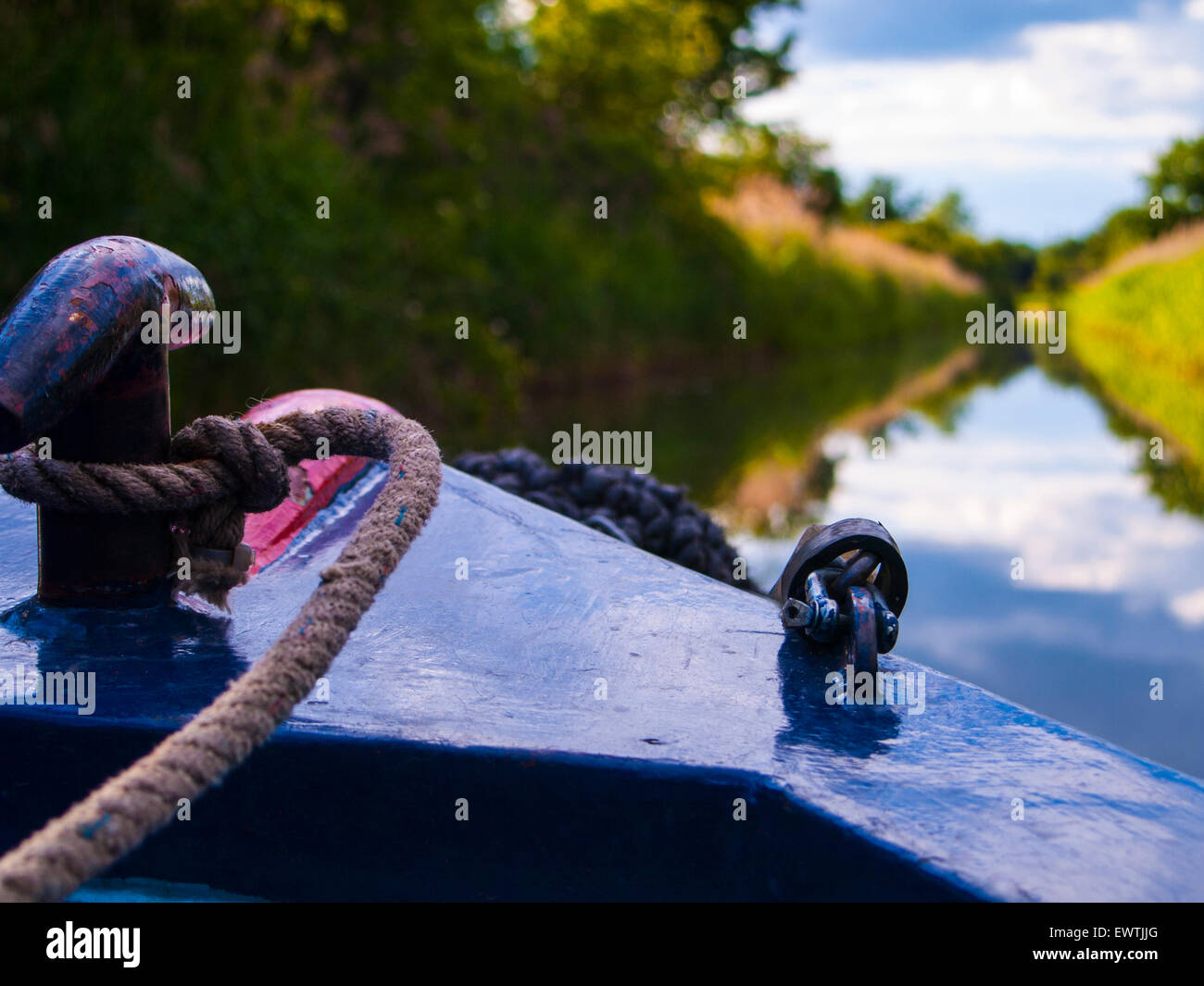 View of canal from front of canal boat Stock Photo - Alamy