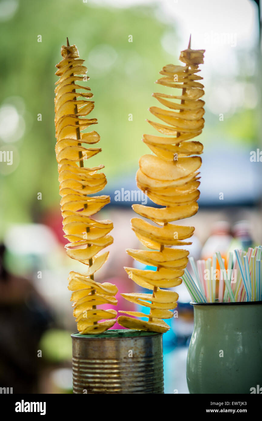 SOUTH AFRICA- LEAD Chips on a stick at farmers market in Pretoria Stock ...