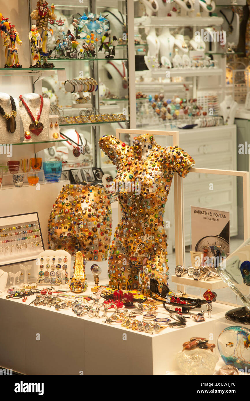 Traditional Venetian Glass Gifts for Sale in Shop; Venice; Italy Stock ...