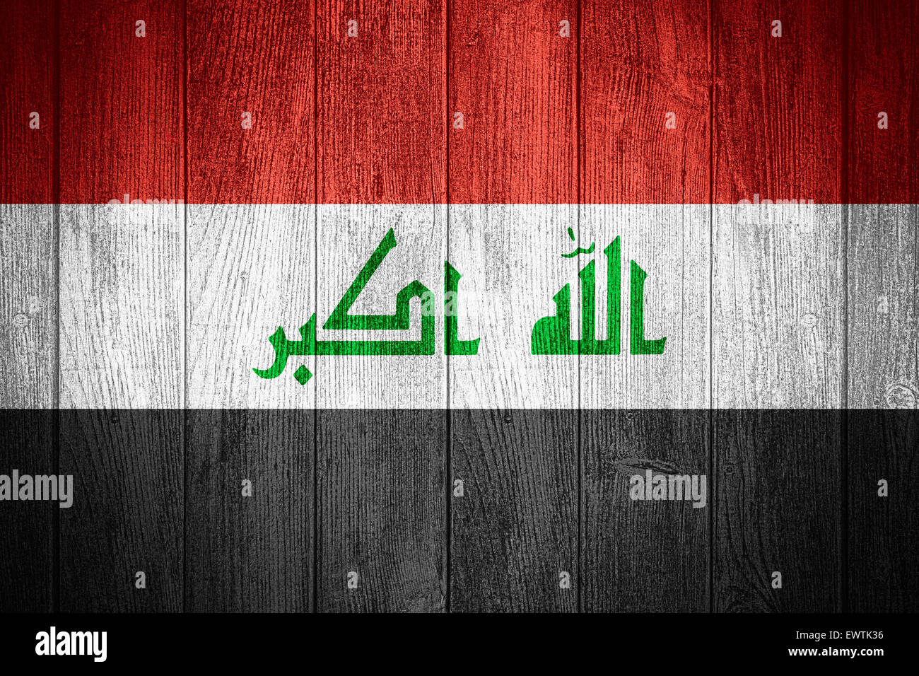 Iraq flag or Iraqi banner on wooden boards background Stock Photo - Alamy