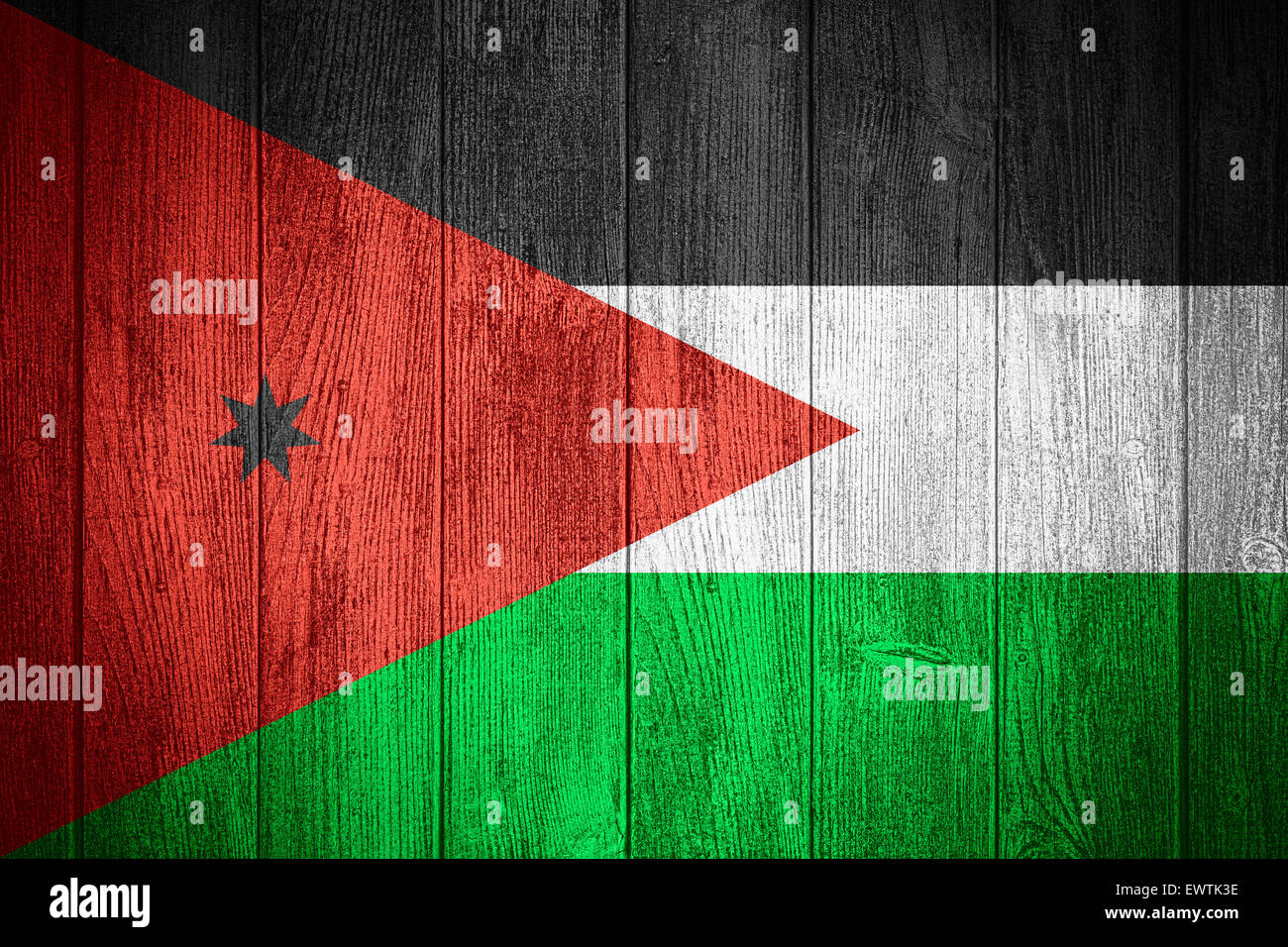 Jordan flag or Jordanian banner on wooden boards background Stock Photo ...