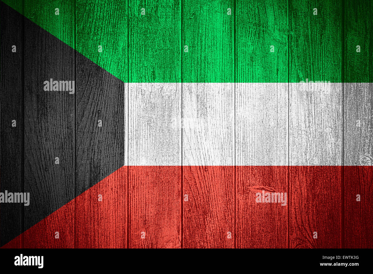 Kuwait flag or Kuwaiti banner on wooden boards background Stock Photo ...