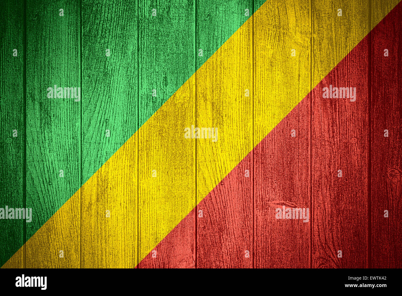 Congo flag or Congolese banner on wooden boards background Stock Photo ...