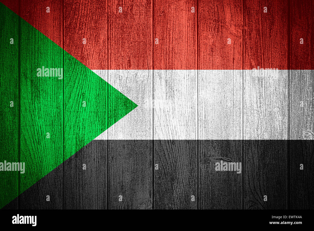 Sudan flag or Sudanese banner on wooden boards background Stock Photo ...
