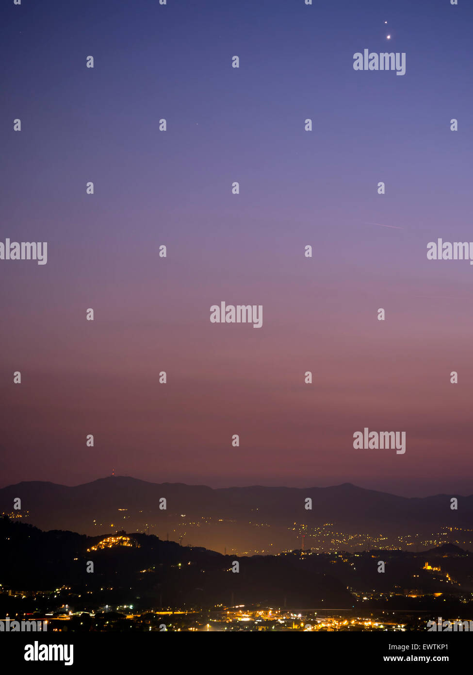 Venus and Jupiter over the western Italian coast. View form Castelnuovo ...