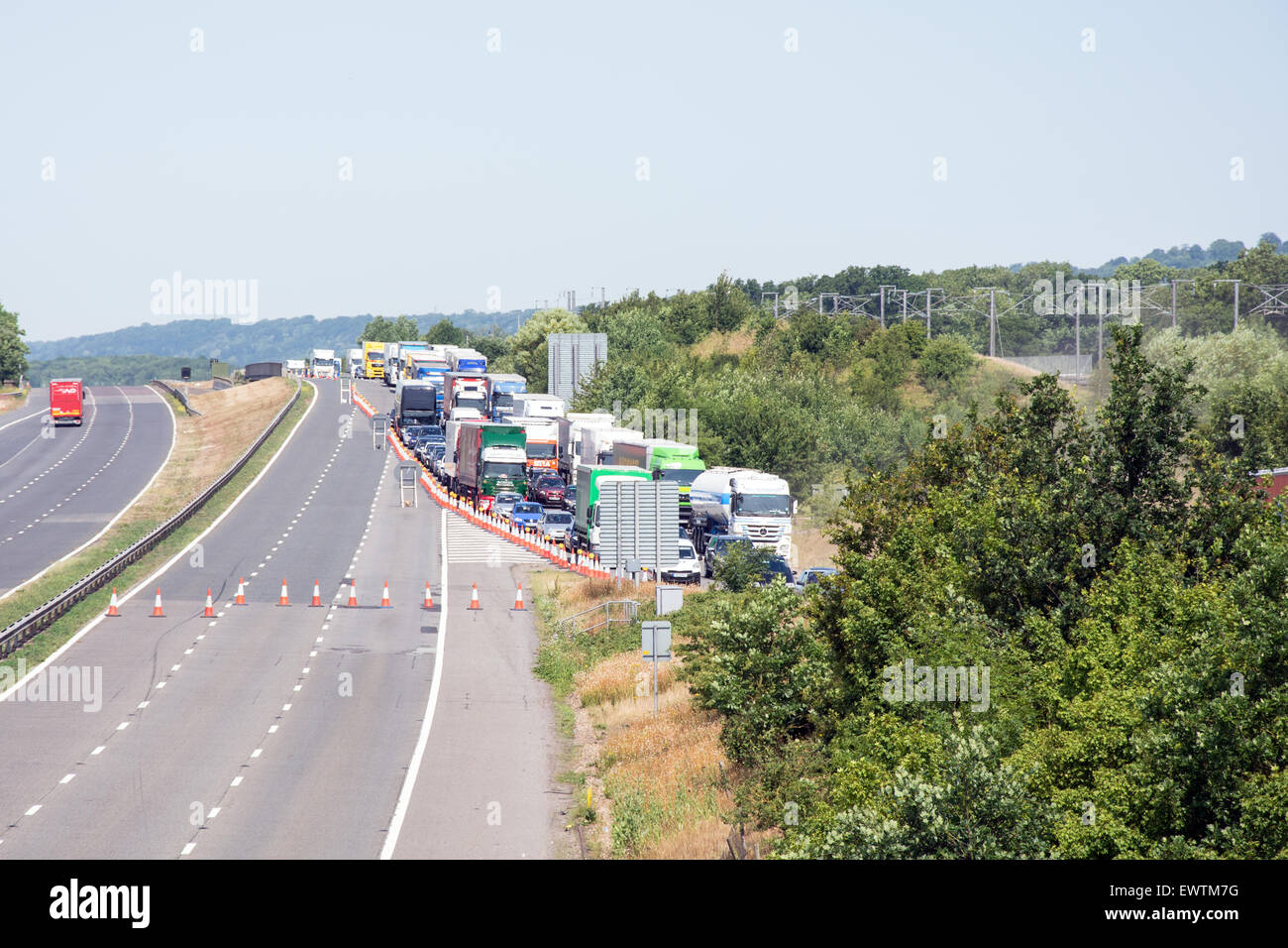Operation Stack M20 motorway Kent UK 1st July 2015 Stock Photo - Alamy