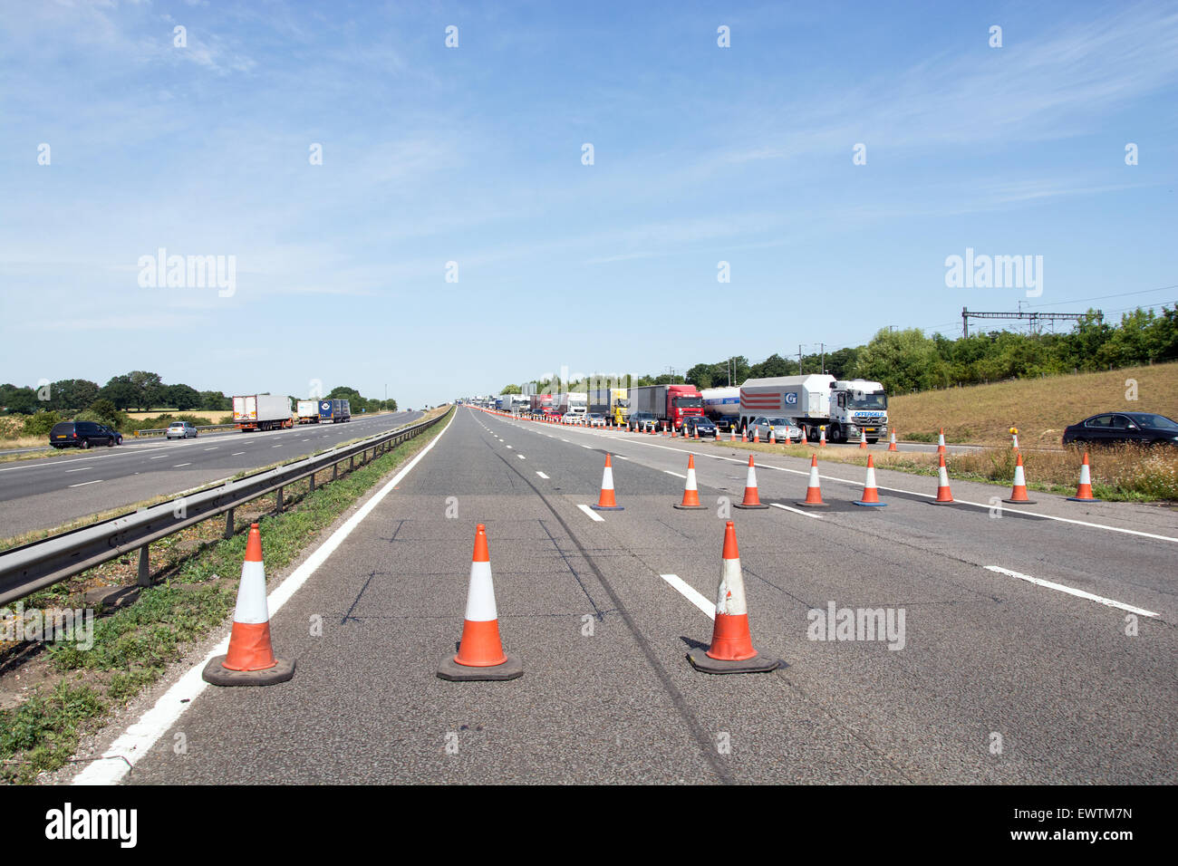 Operation Stack M20 motorway Kent UK 1st July 2015 Stock Photo - Alamy
