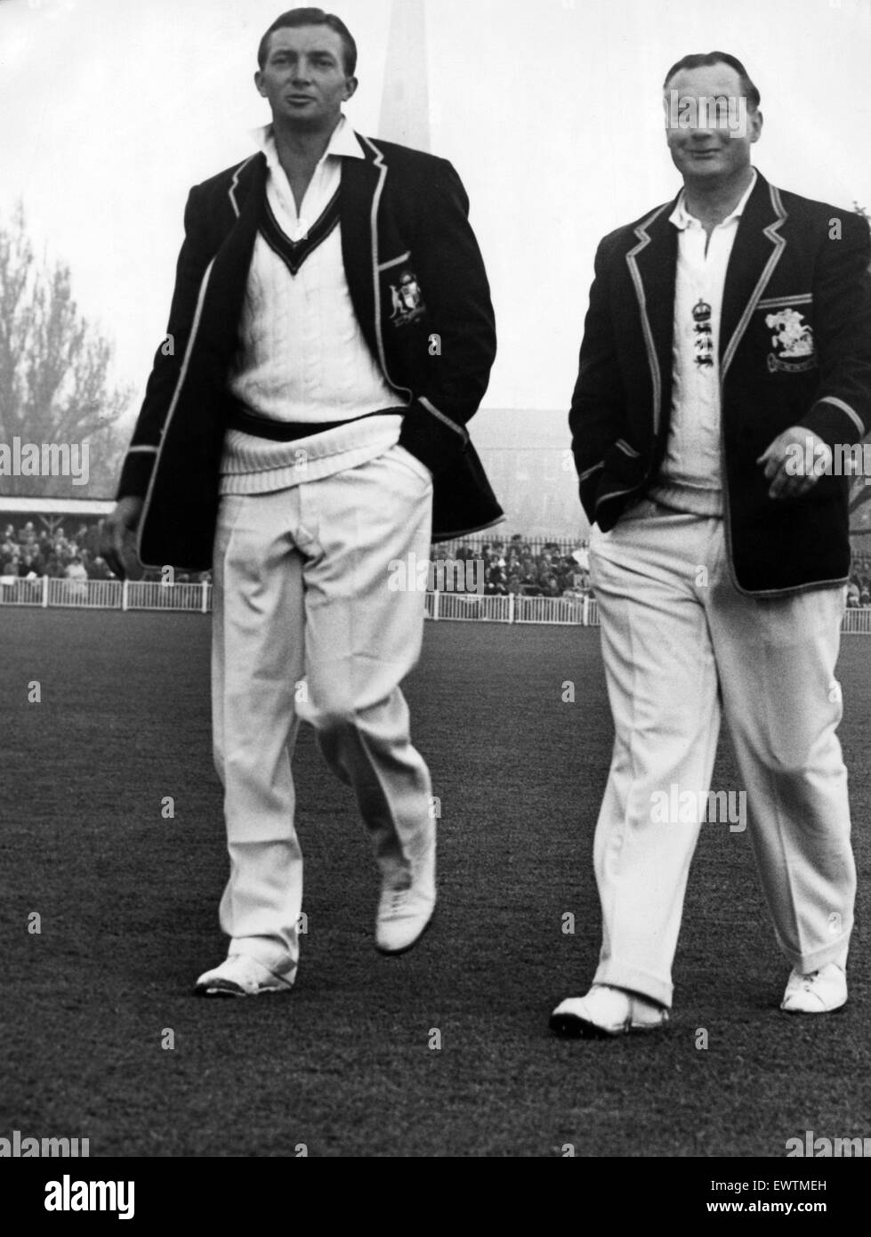 Australian Captain Richie Benaud (left) and Worcestershire Captain Don ...