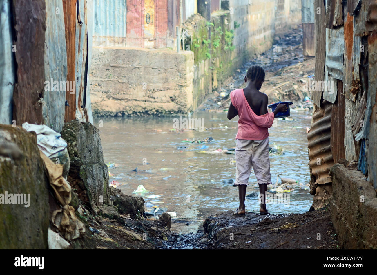 A child in Kroo Bay slum in Sierra Leone's capital Freetown Stock Photo ...