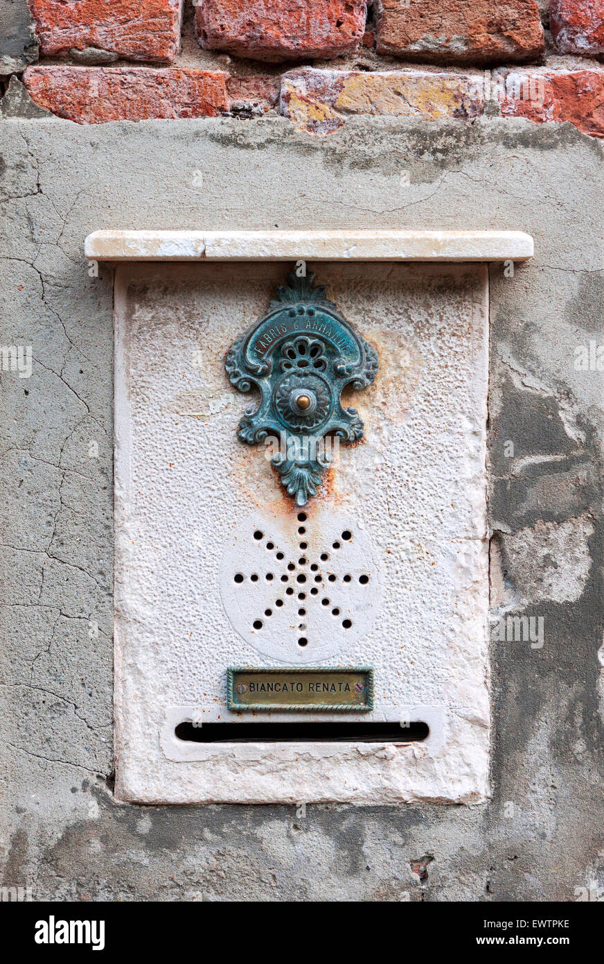 Traditional decorative doorbell in Venice, Italy Stock Photo - Alamy