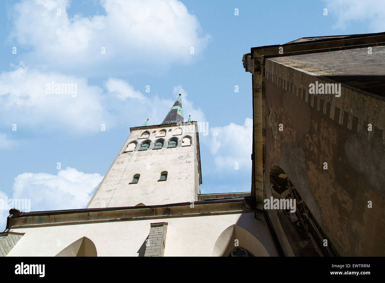 Outside view of St. Olaf Church, on blue cloudy sky background Stock ...