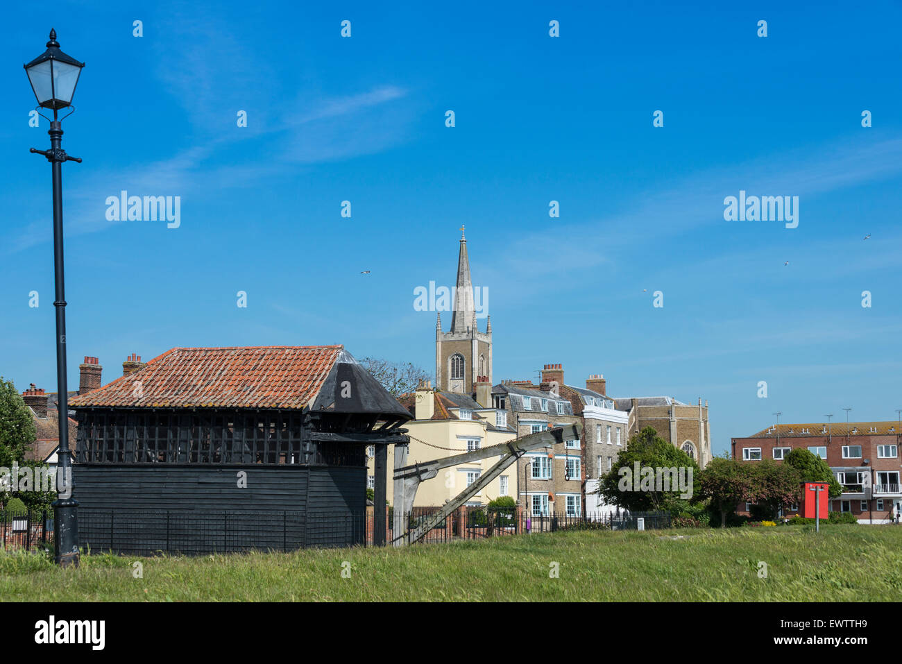 17th century Treadwheel Crane and St. Nicholas Church, Harwich Green ...
