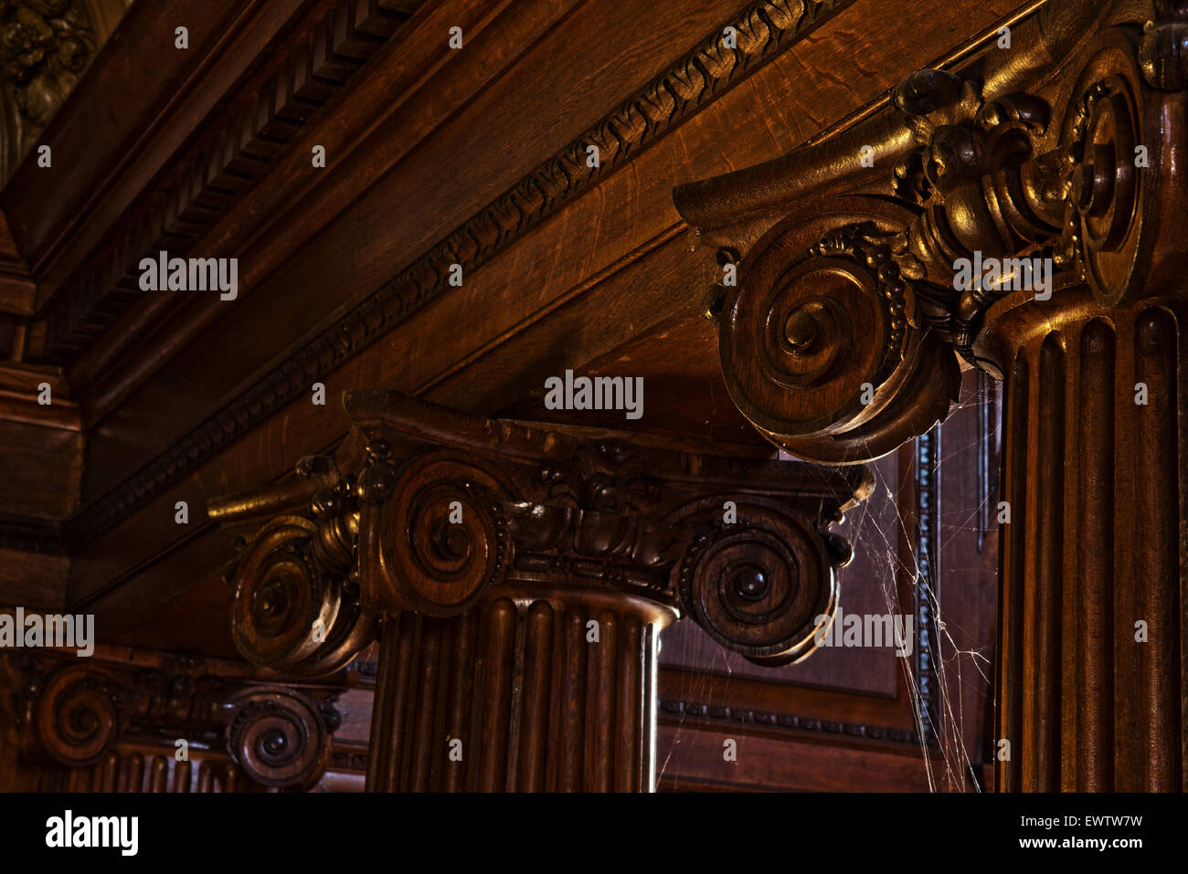 Ornate woodwork on the staircase at Silverlands Orphanage, Chertsey ...