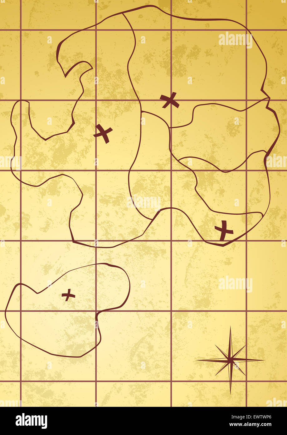 Old treasure map color hi-res stock photography and images - Alamy