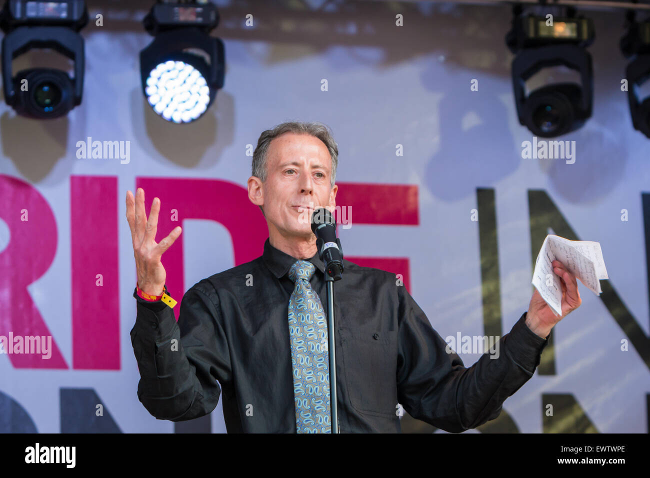 Peter Tatchell speaking at Pride in London 2015 Stock Photo - Alamy