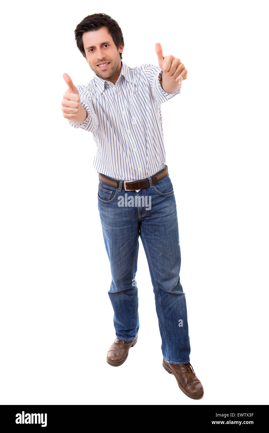 handsome young man signaling ok, isolated over a white background Stock ...