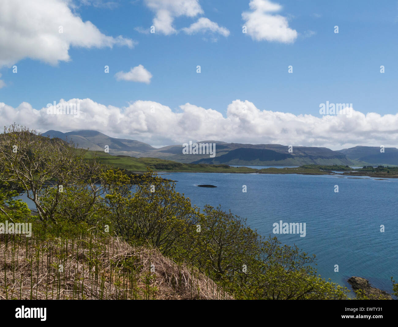 View across Loch Tuath to Island of Ulva Isle of Mull Argyll and Bute ...