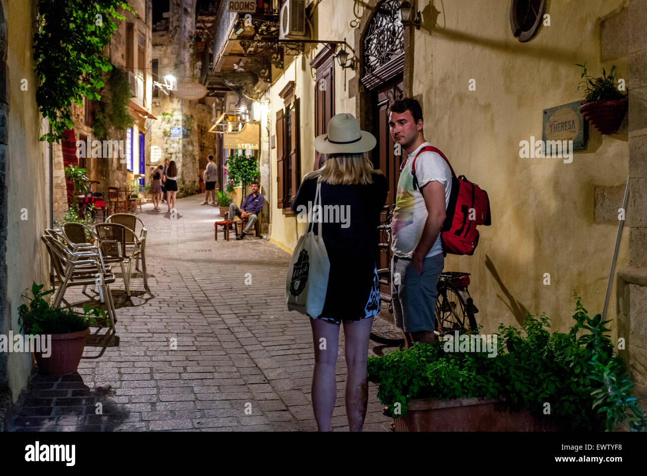 Crete greek night people hi-res stock photography and images - Alamy