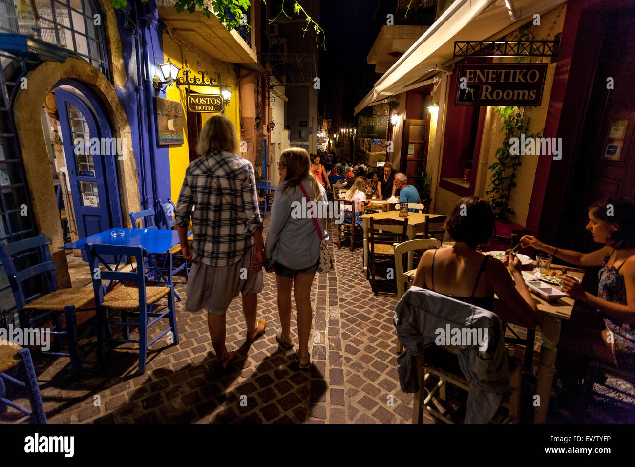 Crete greek night people hi-res stock photography and images - Alamy