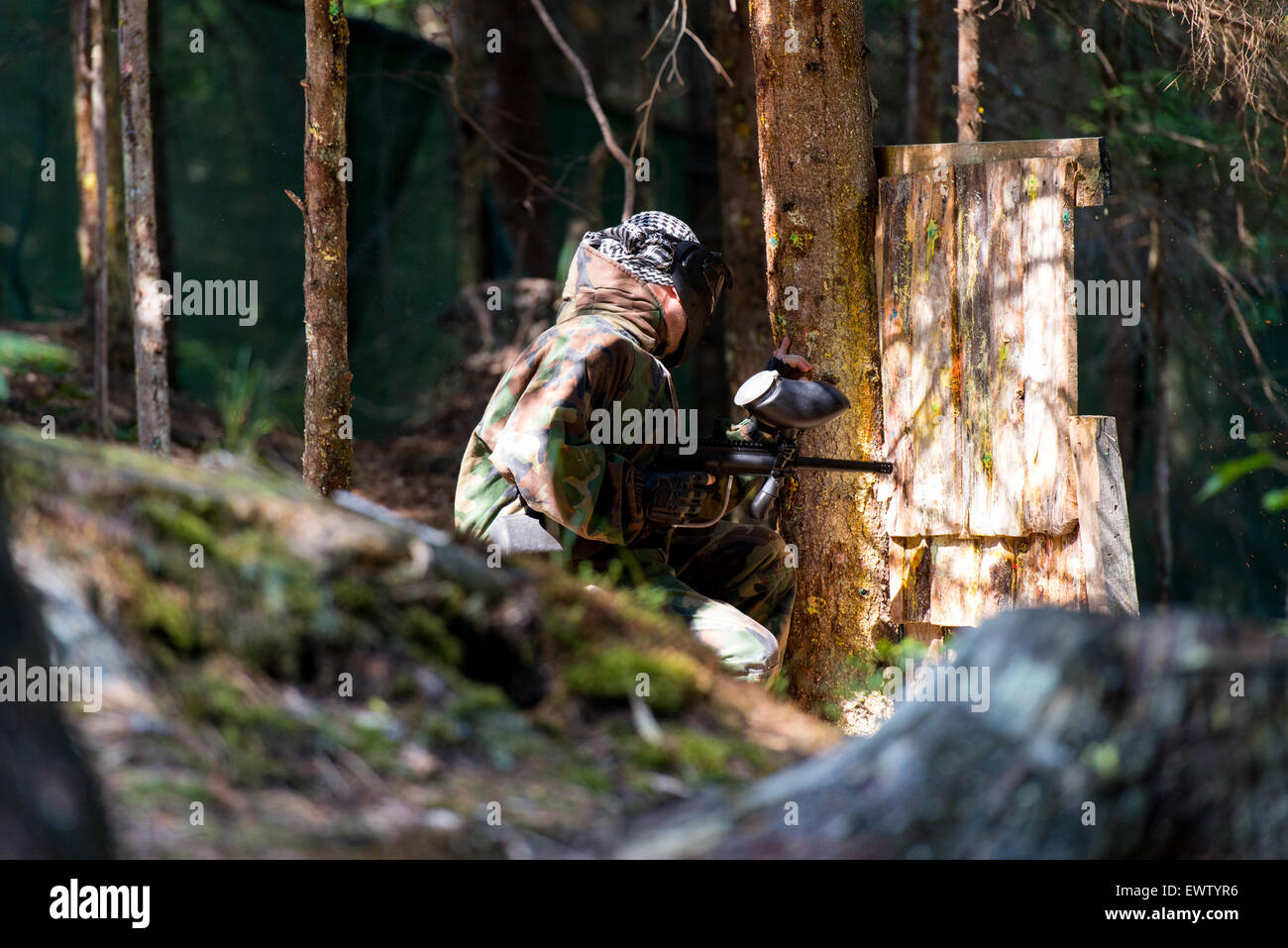 Paintball Players Hiding Stock Photo - Alamy